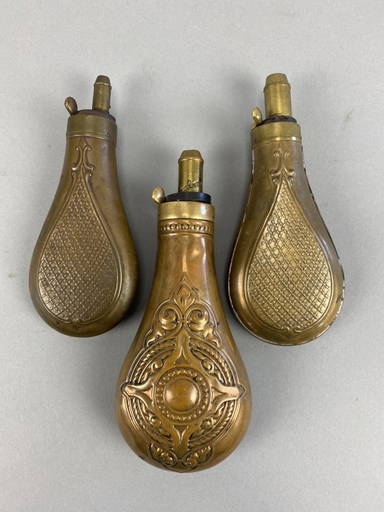 3 Antique Powder Flasks