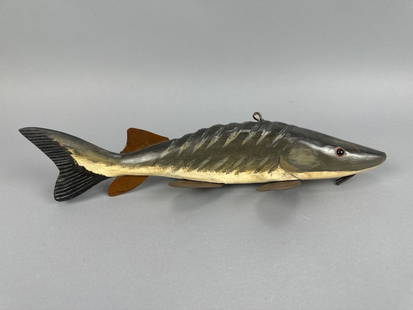Two Good Ice Carved Wooden Fishing Decoys In Original Paint, Including ...