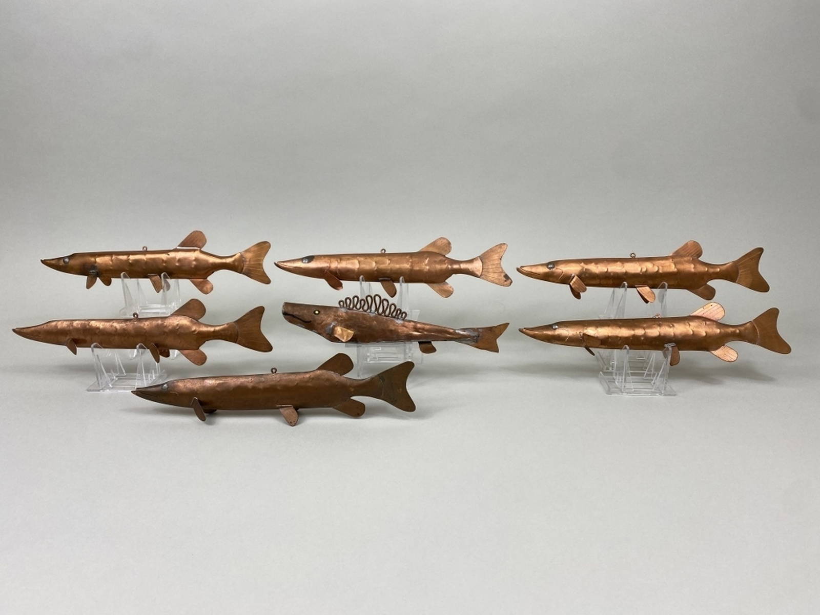 7 Copper Fish Spearing Decoys Auction