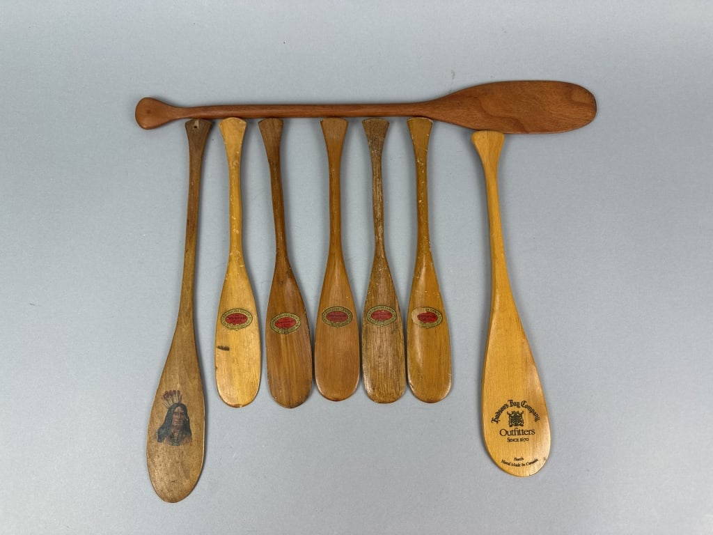 8 Hand Carved Model Canoe Paddles Auction
