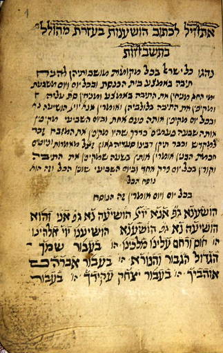 Handwritten Pamphlet With Hatarat Nedarim And Hoshanot