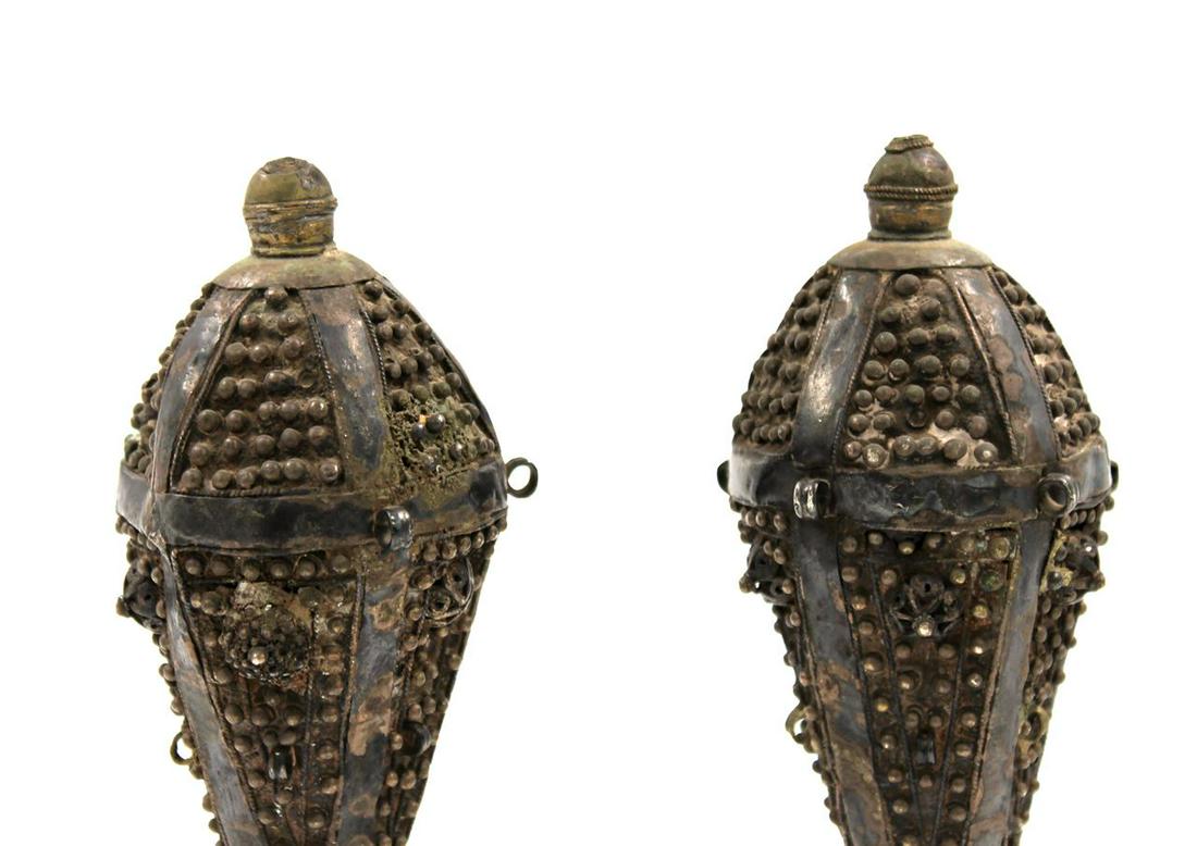 Pair Of Silver Rimonim. Aden, Yemen, 19th Century.