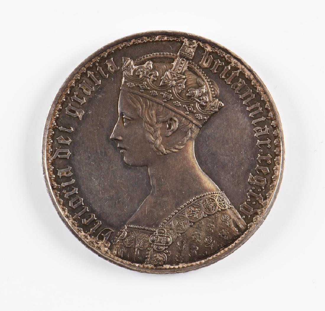 1847 Queen Victoria Gothic Crown Silver Coin the...