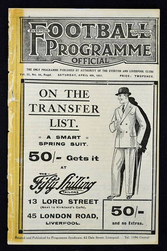 Pre War Football Programme 1926/1927 Everton V Man