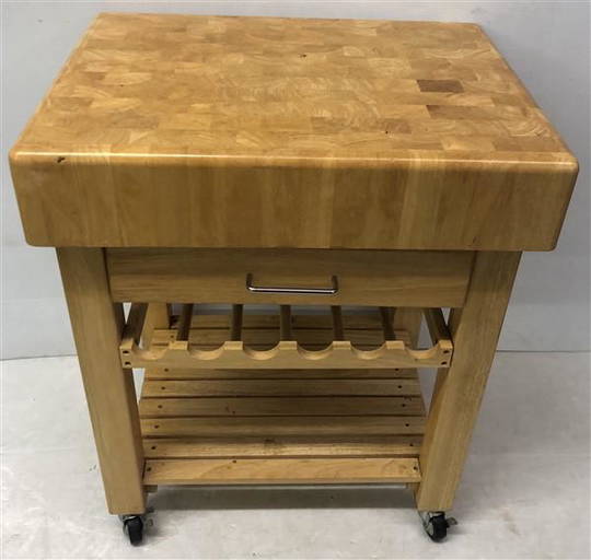 Contemporary Rolling Butcher Block 36"h