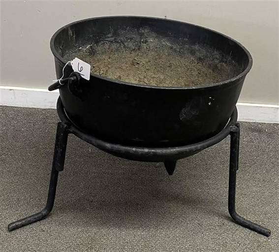 Large Caldron On Cradle 24" Diameter