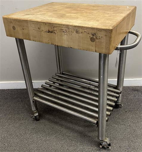 Stainless Steel and Maple Rolling Butcher Block (#0036A) on Dec 04 ...