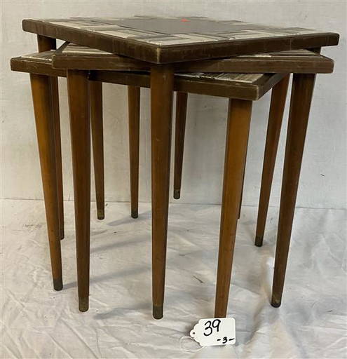 3 Stacking Tile-Top Mid-Cent. Tables 15" squared x 17"h (#0039) on Jan ...