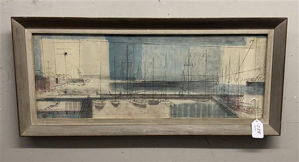 Framed Colored Lithograph Joe Jones 18.5" X 38"w