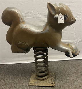 Pair Of Cast Aluminum Je Burke Playground Spring Squirrels