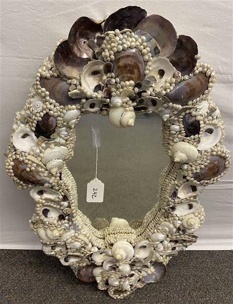 Elaborate Shell Decorated Mirror 33" X 21" Auction