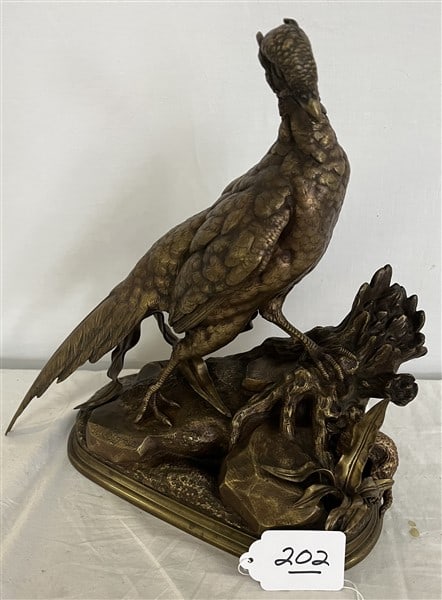 Wonderful Bronze 14" Pheasant J. Moigniez Auction