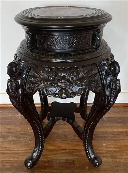 24" Carved Taboret Auction