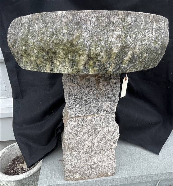 4 Pc Hand Cut Granite Birdbath 23 1/2" Tall Auction