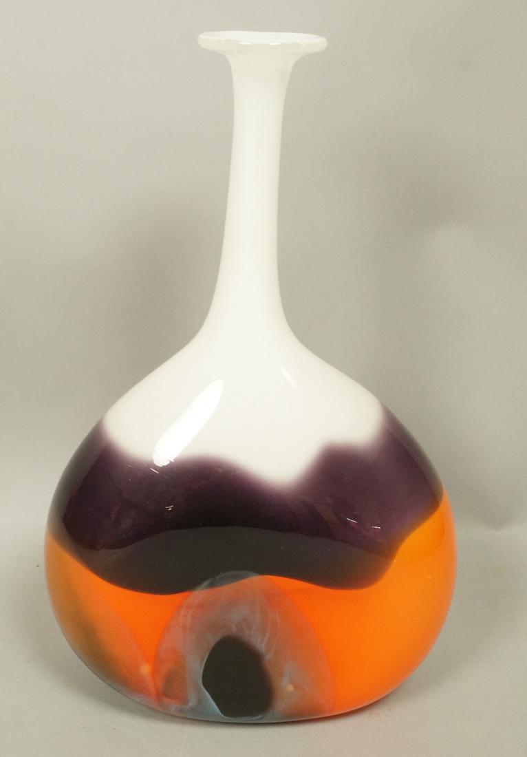 DANIEL EDLER 1975 Signed Art Glass Vase. Long nec - May 02, 2017 ...