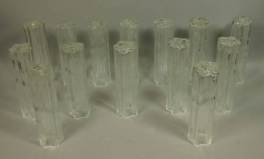 Lot 13 Textured Glass Tube Prisms. Long Hollow Fo