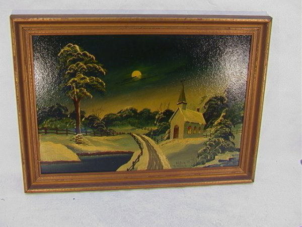 1002: O.G. Lewis 47 Oil Painting on Board The Gospel Ar