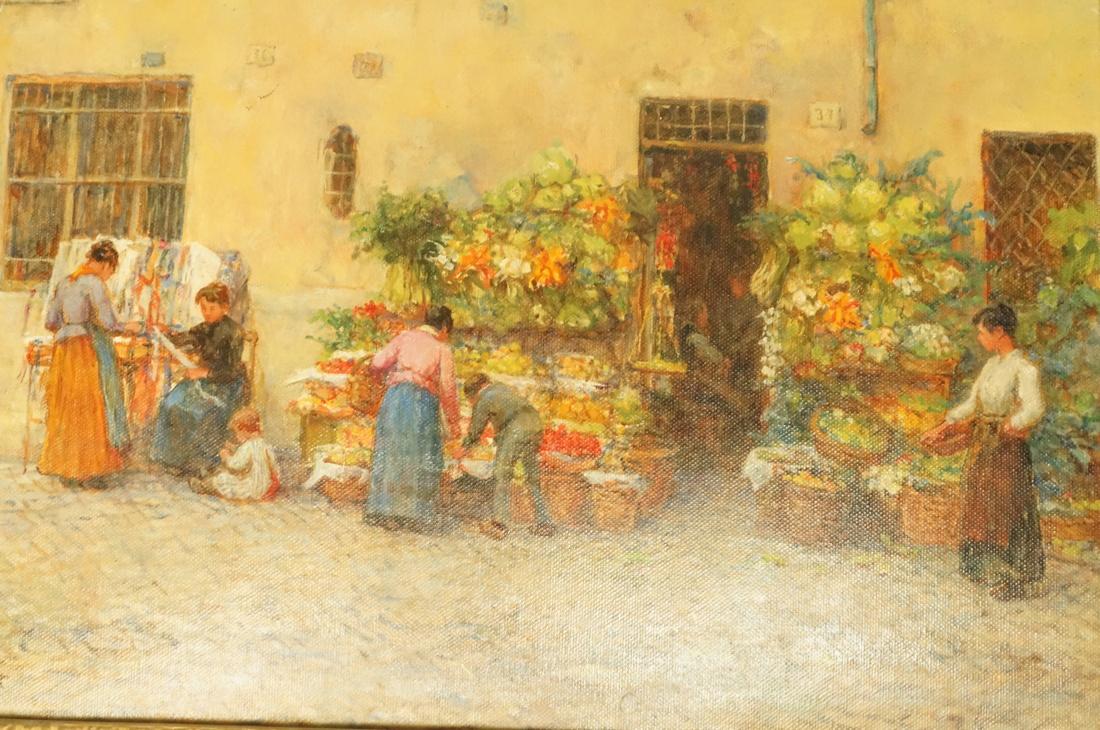 LINNIE WATT "The Street Market" Oil Painting. Col