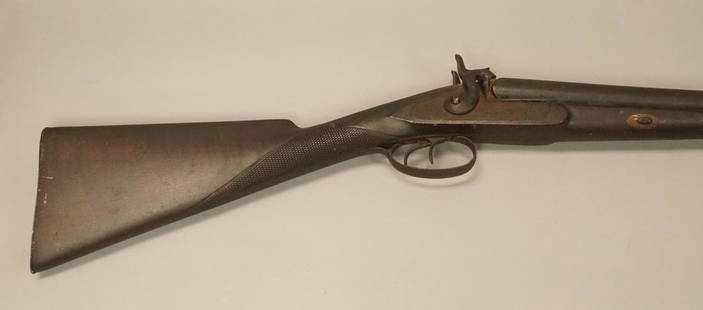 Antique Double Barrel Shotgun. Wood Ramrod. Unkno