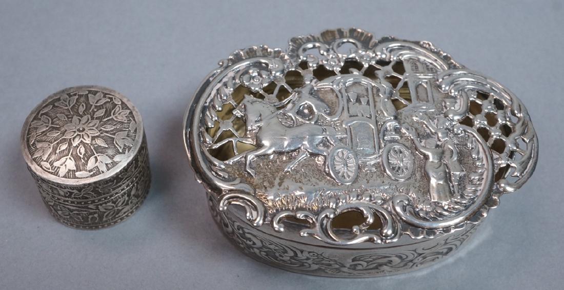 2 Silver & Sterling Vintage Boxes. Small Round Li