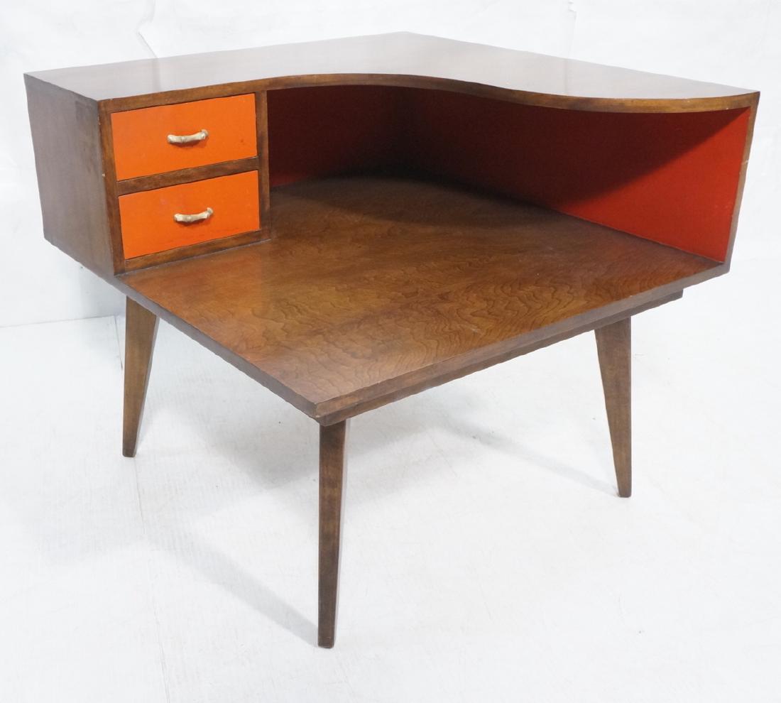 Mid Century Modern Square Step Table. Curved shap