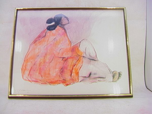 Rc Gorman Signed Print 1977 Indian Woman. Dimens