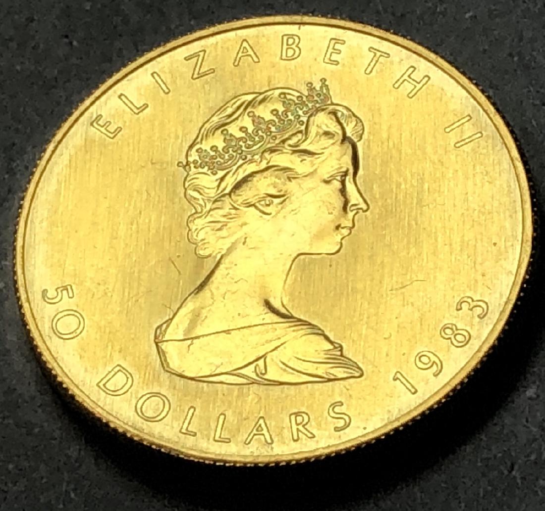 1983 Fifty Dollar Elizabeth II Canada Gold Coin.