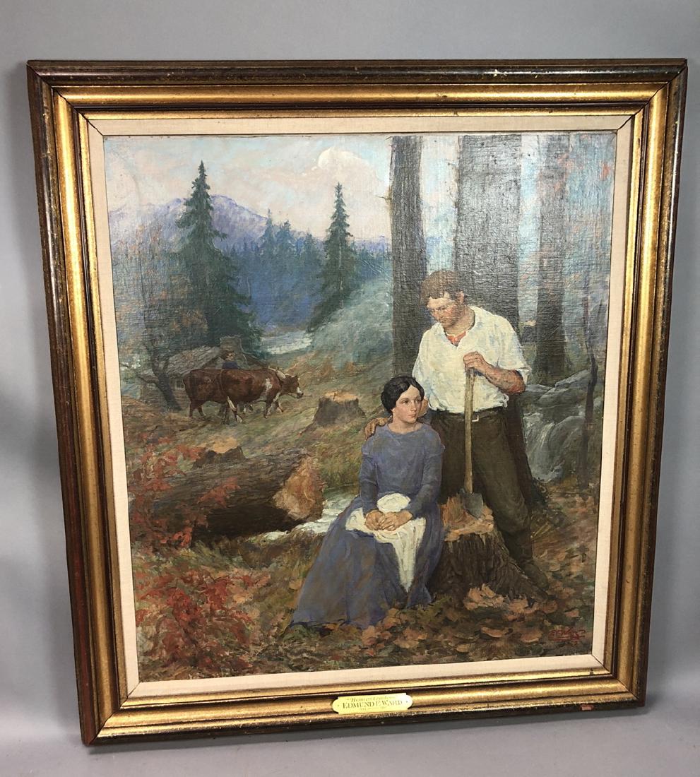 EDMUND F WARD Illustrator Oil Painting. Pioneer c