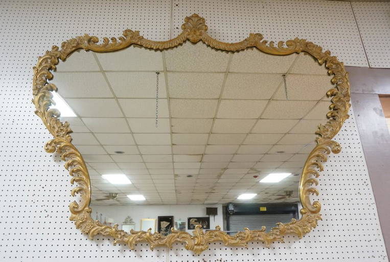 Lg 59x70 Gold Gilt Mirror. Fancy Mirror With Shap