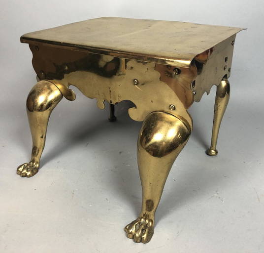 Antique Brass Footman's Stool Livery. Brass Paw F