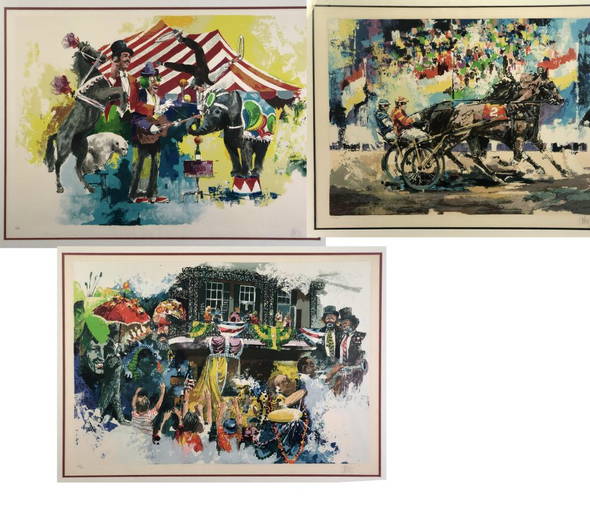 3pc Wayland Moore Color Lithographs. 1) Harness R