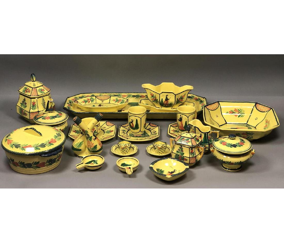 112pc QUIMPER Dinnerware. Yellow ground with flor