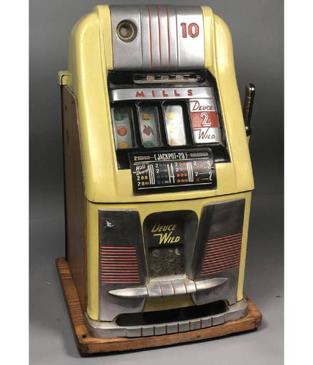 1947 Mills Deuce 2 Wild 10 Cent Dime Slot Machine