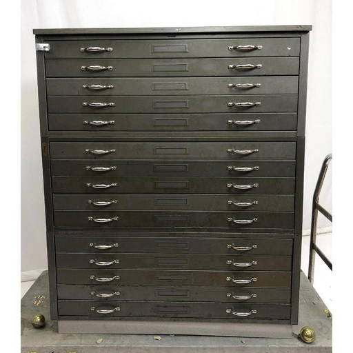 3pc Stacking Industrial Metal Map Print Cabinet.