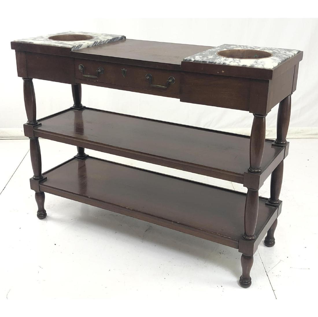 Antique Marble Top Mahogany Plant Stand Hall Tabl