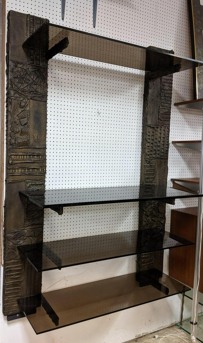 Paul Evans Goop Textured Wall Shelf Unit. Two Upr