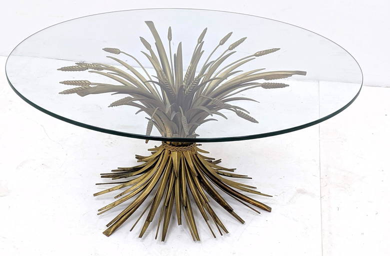 Gold Painted Iron Italian Modernist Wheat Sheaf Coffee