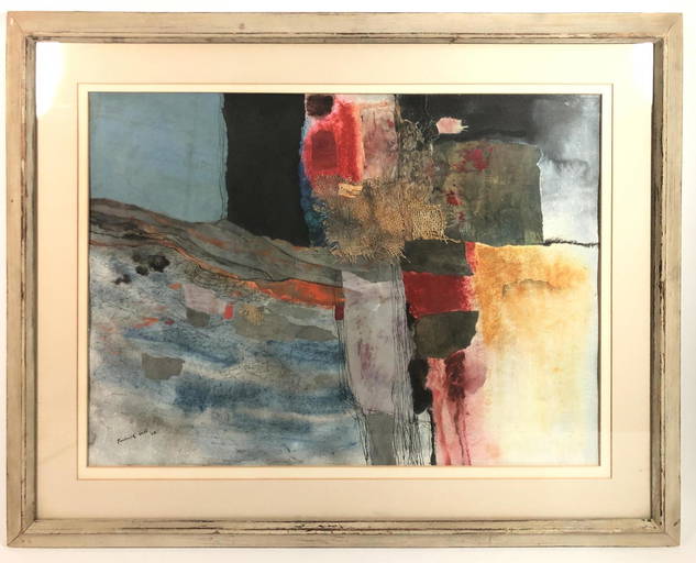Frederick Gill Modernist Collage Painting. Colorful Pen