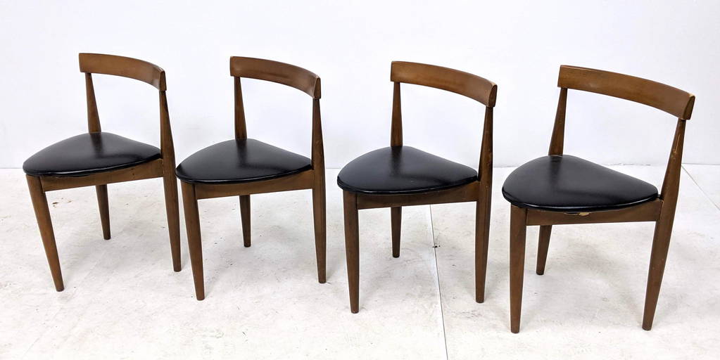 Holabird American Modern Walnut Guitar Pick Chairs. 3 T