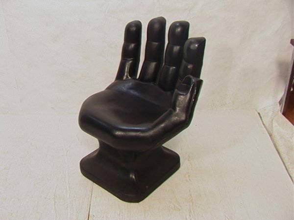 Whimsical Black Plastic Hand Chair. Rmic Unmarked