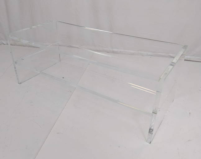 Clean Line Minimalist Lucite Coffee Cocktail Table. Rec