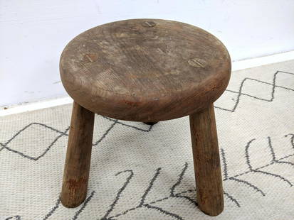Rustic 3 Leg Stool. Repaired Splits.