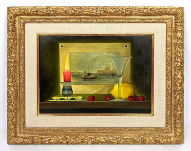 Joseph Procopio Trompe Lõoeil Oil Painting On Board.