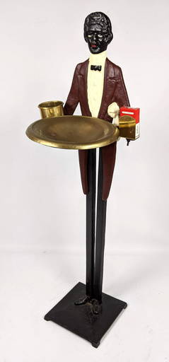 Vintage Iron Butler Smoking Stand. Brass And Iron.