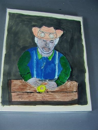 M C Jones 5 Cent Watercolor The Cowboy On Paper.