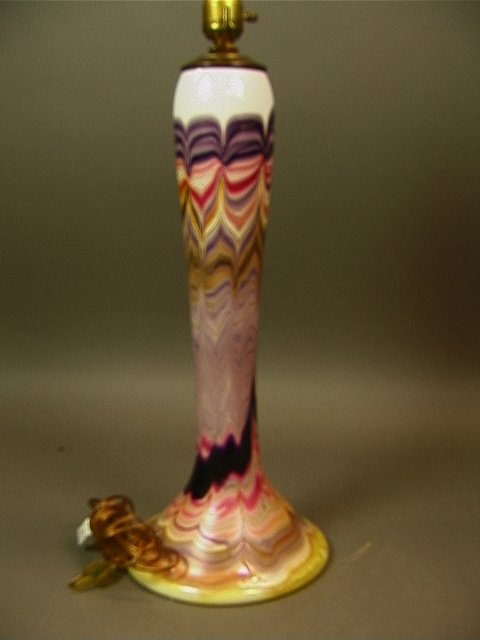 48: Drew Smith Art Glass Table Lamp. Hand Blown Glas