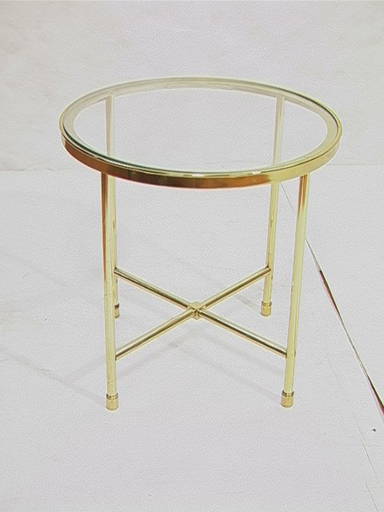 Decorator Brass And Glass Taboret Table. Classic