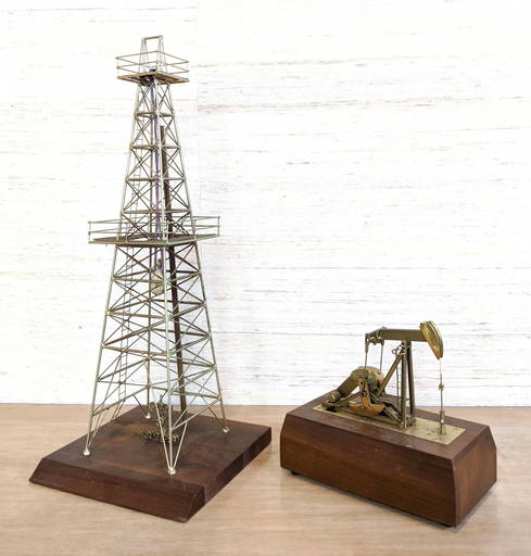 2pc OIL ORIGINALS Oil Derrick Desk Models. Metal scale - Apr 15, 2021 ...