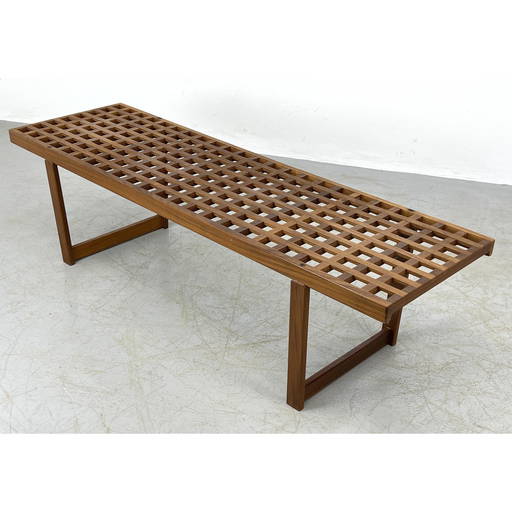 Danish Modern Teak Lattice Bench Table.