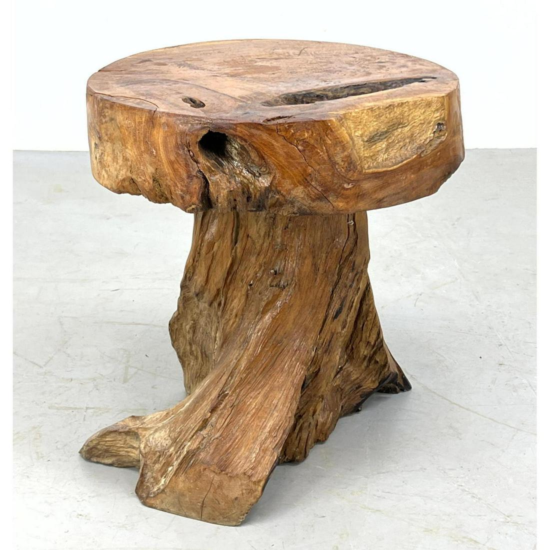 Natural Wood Tree Stump Base Side Table. Thick Wood Sla